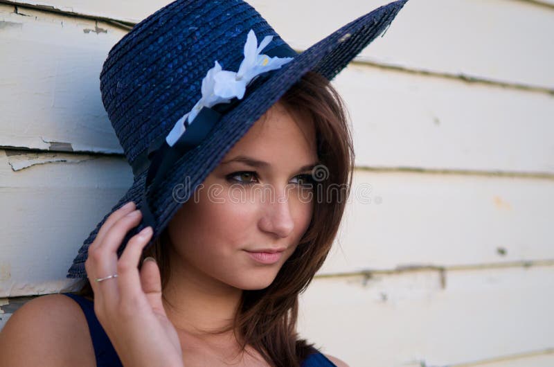 Beautiful Model blue hat stock image. Image of young - 11245025