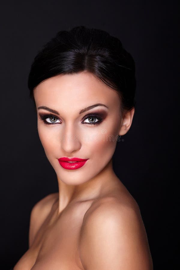 Beautiful Model Face with Fashion Eyeliner Make-up Stock Photo - Image ...