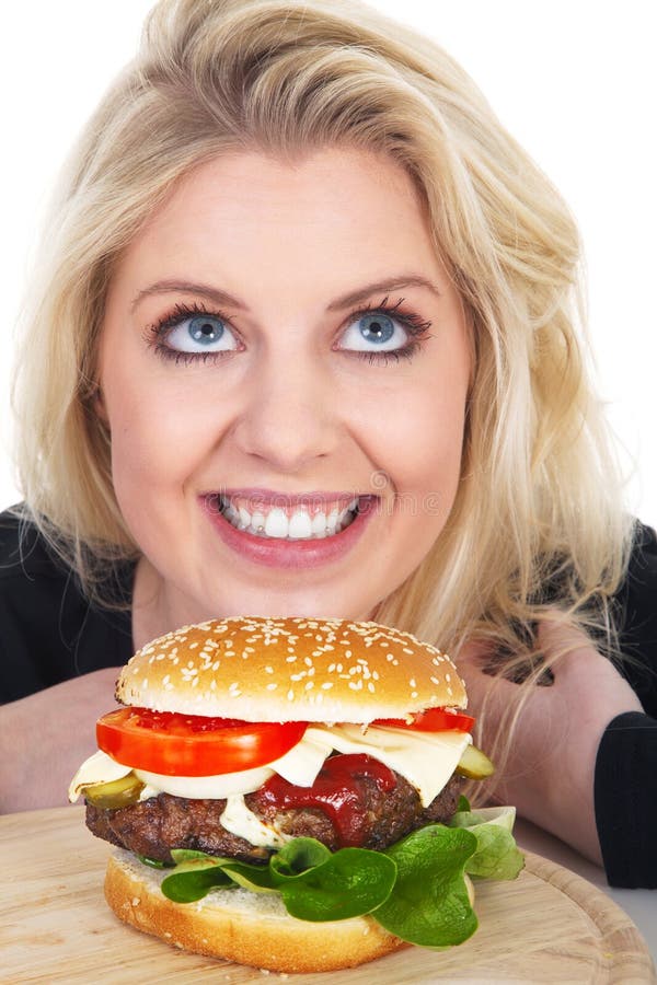 Beautiful Model with Burger Stock Image - Image of hand, dough: 38755865