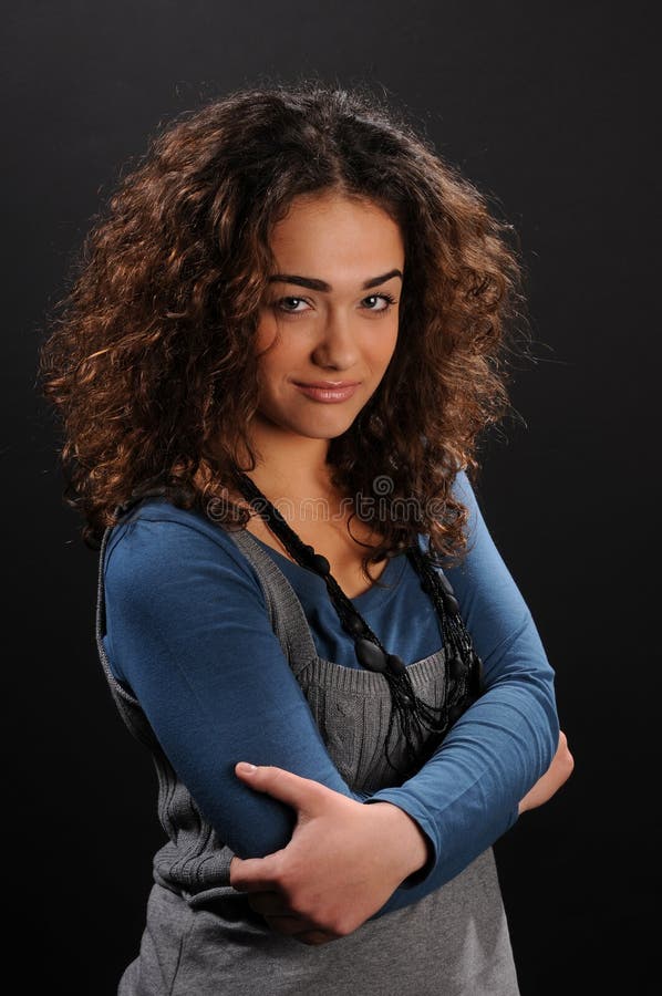 Beautiful Model With Curly Hair Stock Image - Image of human, black ...