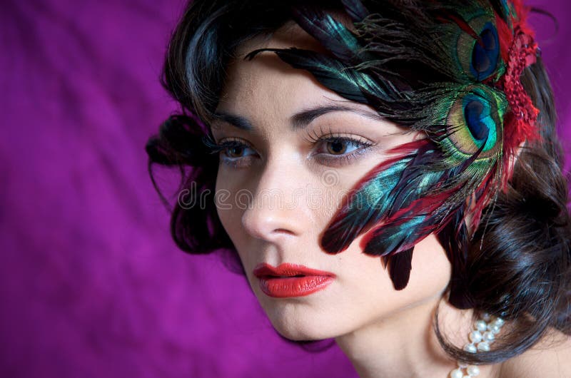 Beautiful Model with Feathers Stock Image - Image of model, style: 12355599