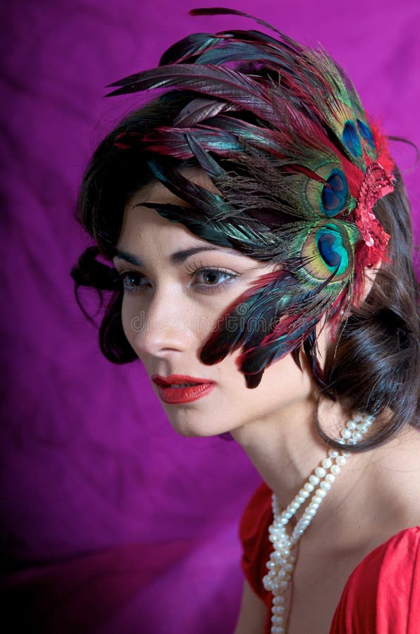 Beautiful Model with Feathers Stock Photo - Image of girl, black: 12355608