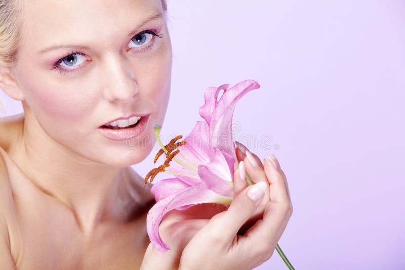 Beautiful Model with a Flower Stock Image - Image of luxury, flower ...