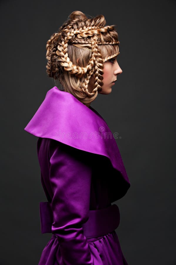 Beautiful Model with Hairdo Stock Image - Image of dress, braid: 16161439