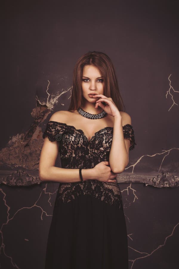 Beautiful Model in a Lace Dress Stock Photo - Image of people, care ...