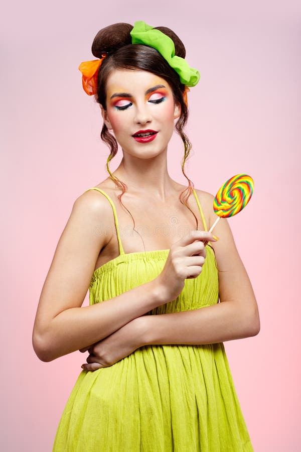 Beautiful Model with Lollipop Stock Photo - Image of beautiful, female ...