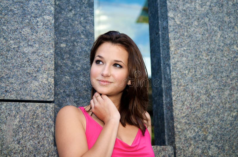 Beautiful Model in pink stock image. Image of girl, looks - 11244687