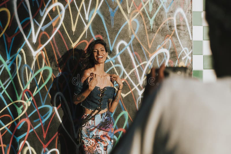 Beautiful Model Posing by a Wall Stock Photo - Image of atttractive ...
