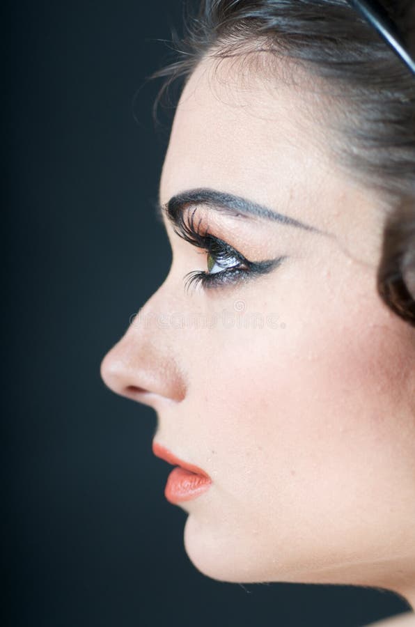 Close Up Beautiful Model in Profile Stock Image - Image of american ...