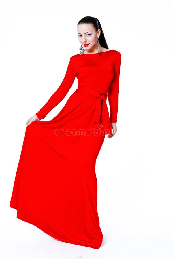 Beautiful Model in Red Dress Stock Photo - Image of beauty, caucasian ...
