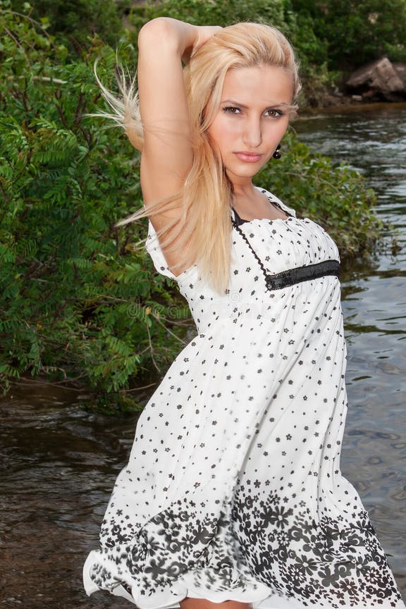 Beautiful Model on River Beach Stock Photo - Image of river, eyes: 24145294
