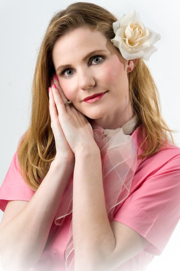 Beautiful Model with Rose in Hair Stock Image - Image of woman, rose ...