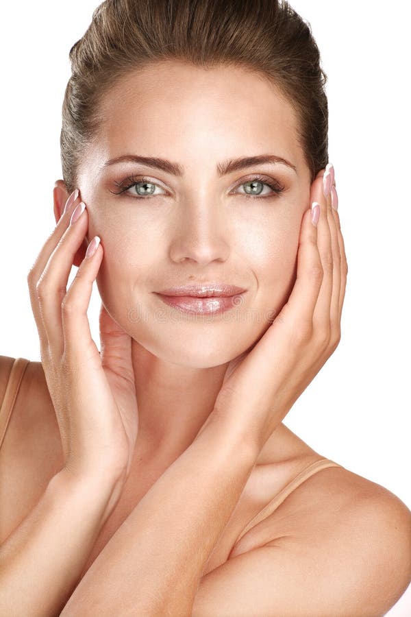 Beautiful Model Showing Her Perfect Skin Face Stock Photo - Image of ...