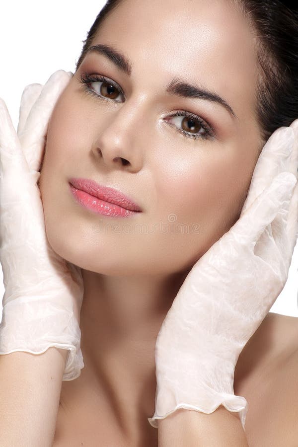 Beautiful Model Showing Her Perfect Skin Face Stock Photo - Image of ...