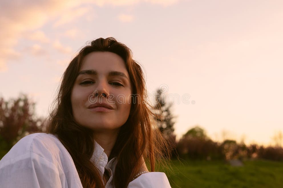 Beautiful model at sunset stock image. Image of fashion - 381369549