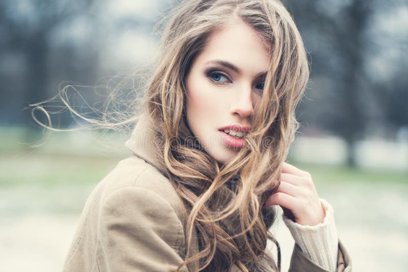 Beautiful Model Walking in Park, Outdoors Stock Photo - Image of beauty ...