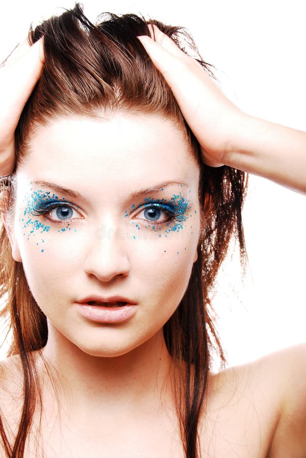 Beautiful Model on White Background Stock Photo - Image of blue, eyes ...