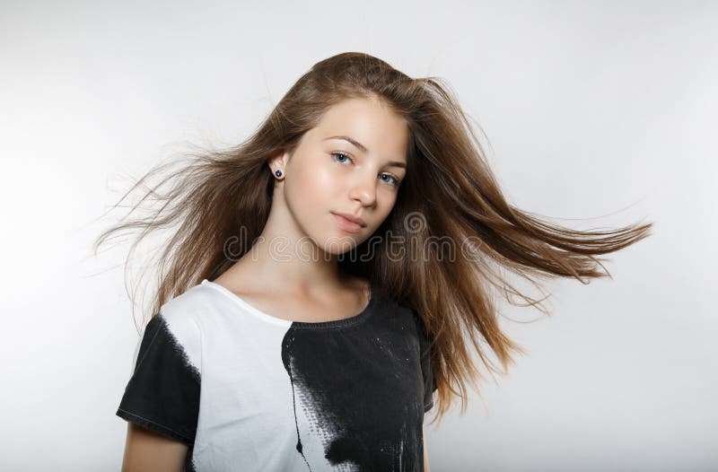 Beautiful Model with Windy Hair Stock Image - Image of gorgeous, model ...
