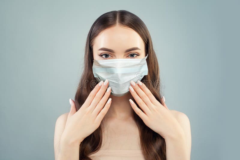 Beautiful Model Woman in Protective Mask Stock Photo - Image of care ...