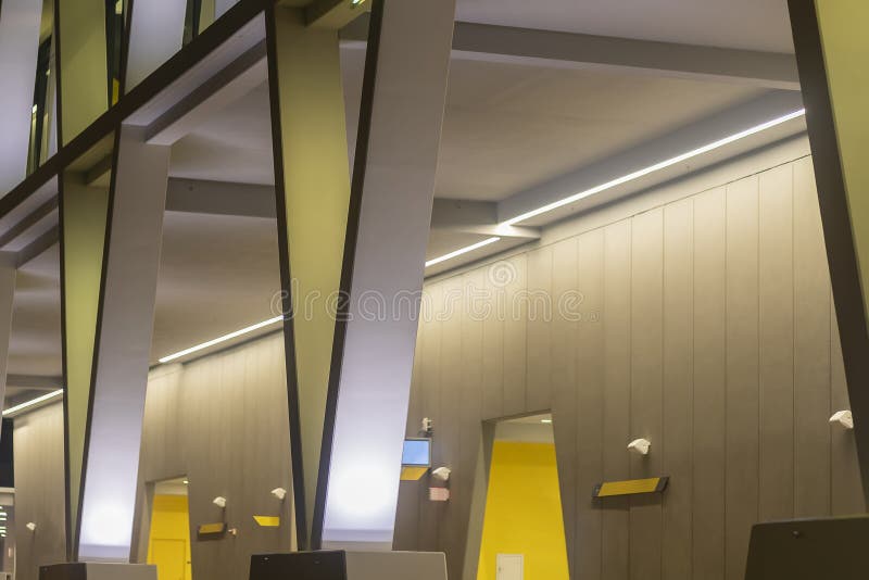 Beautiful Modern Abstract Lit Building at Night Stock Image - Image of ...