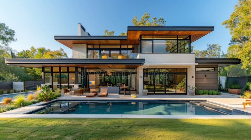 Beautiful Modern American House Stock Photo - Image of real, design ...