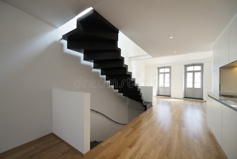 Beautiful Modern Apartment, Loft Duplex Stock Photo - Image of light ...