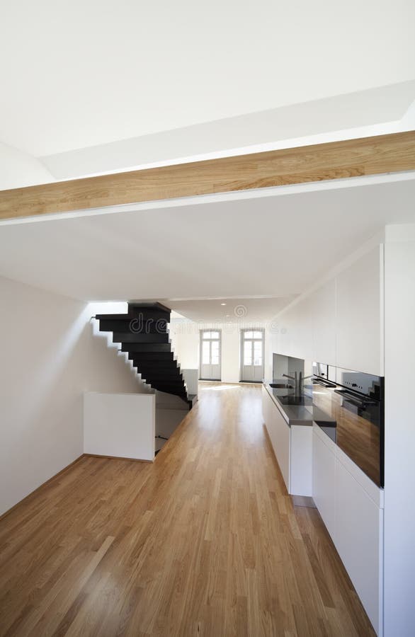 Beautiful Modern Apartment, Loft Duplex Stock Photo - Image of hardwood ...