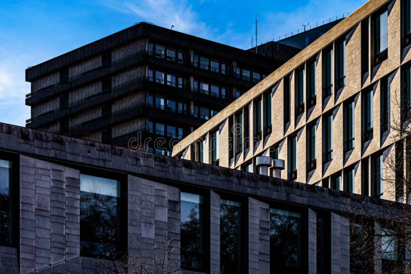 Beautiful Modern Architectural Stone Buildings in Grey Against the Blue ...