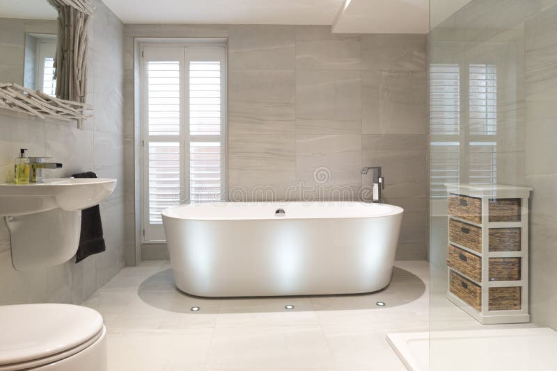 Beautiful Modern Bathroom Interior Stock Photo - Image of sink ...