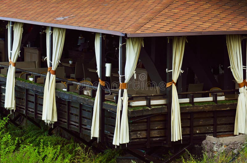 Beautiful Modern Cafe in the Mountains with Forest Stock Image - Image ...