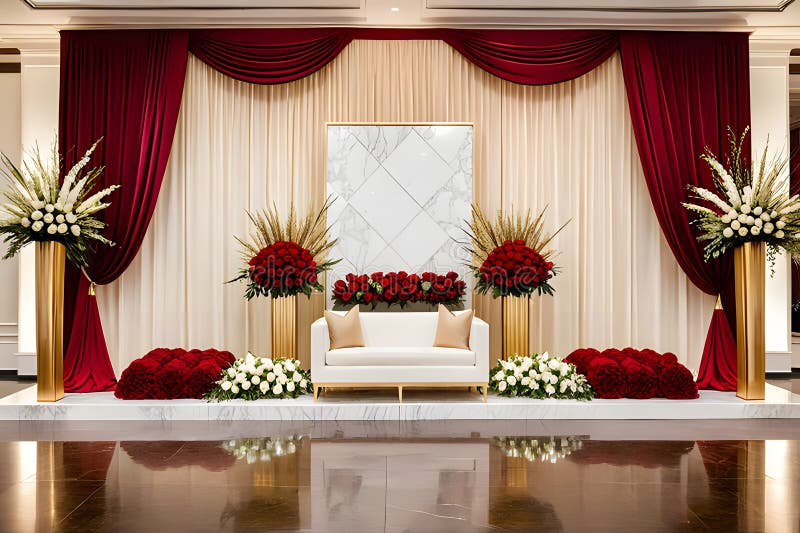 Red Gold Wedding Stage Stock Illustrations – 1,305 Red Gold Wedding ...