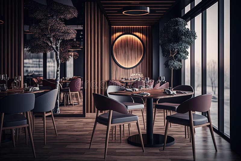 Modern Cafe Restaurant Interior Stock Illustration - Illustration of ...