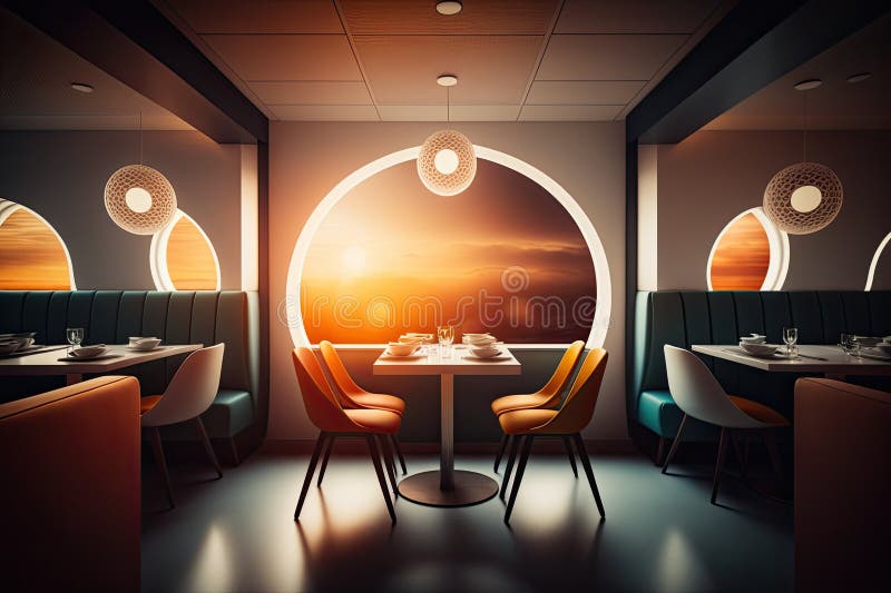 Modern Cafe Restaurant Interior Stock Illustration - Illustration of ...