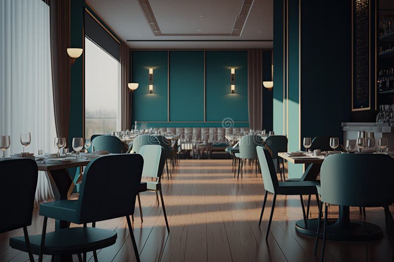 Modern Cafe Restaurant Interior Stock Illustration - Illustration of ...