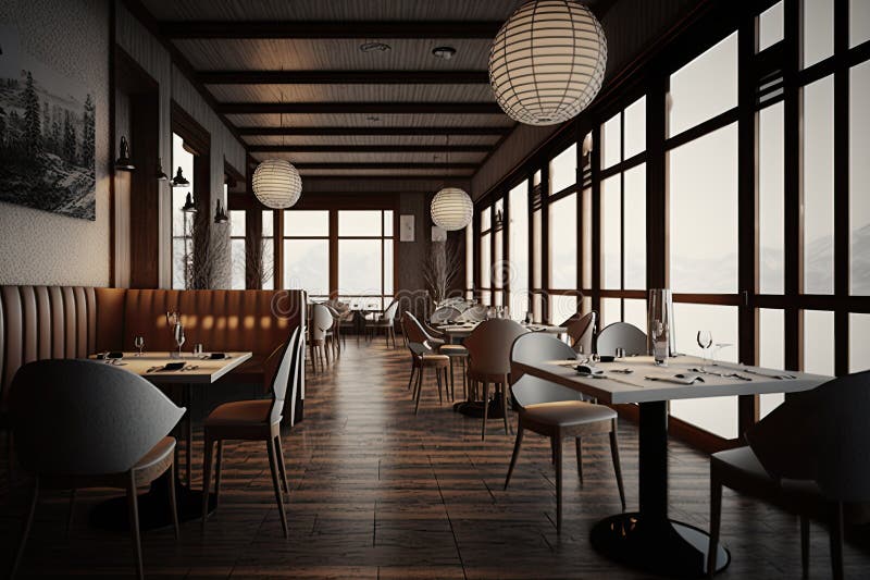 Modern Cafe Restaurant Interior Stock Illustration - Illustration of ...