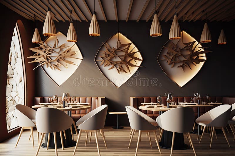 Modern Cafe Restaurant Interior Stock Illustration - Illustration of ...