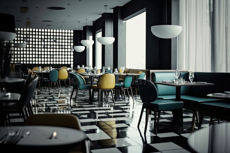 Modern Cafe Restaurant Interior Stock Illustration - Illustration of ...