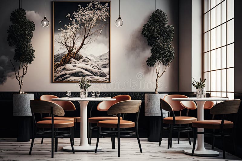 Modern Cafe Restaurant Interior Stock Illustration - Illustration of ...