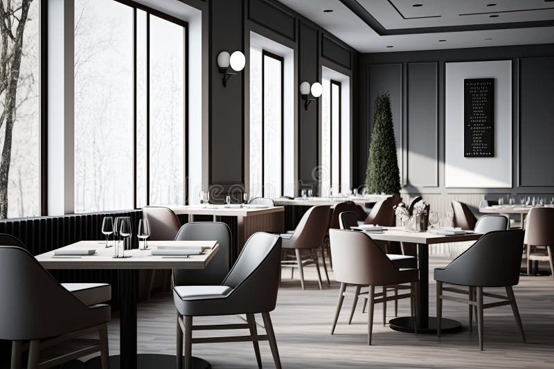 Modern Cafe Restaurant Interior Stock Illustration - Illustration of ...