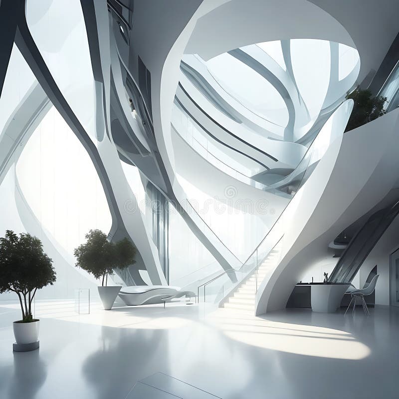 Beautiful Modern Futuristic Building Interior Architecture Stock ...