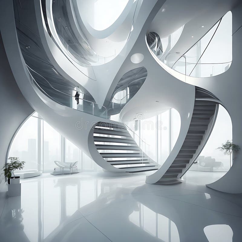 Beautiful Modern Futuristic Building Interior Architecture Stock ...