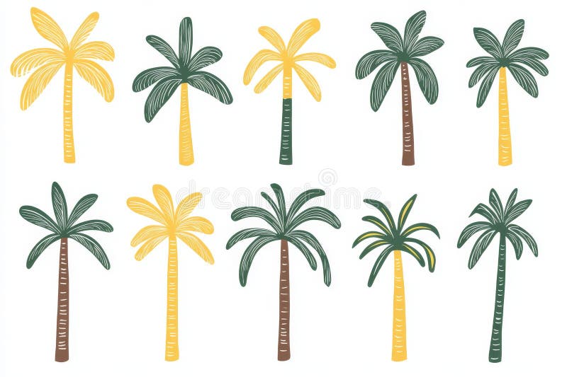 Beautiful Modern Graphics of Palm Trees Isolated on a White Background ...