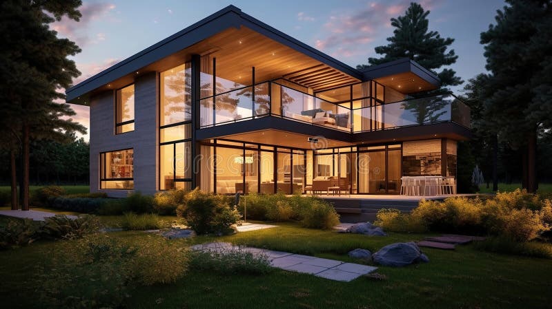 Beautiful Modern Home Exterior. Generative Ai Stock Illustration ...