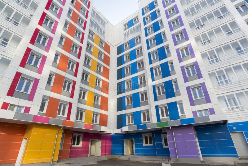 Beautiful Modern House with Colorful Facades Stock Image - Image of ...