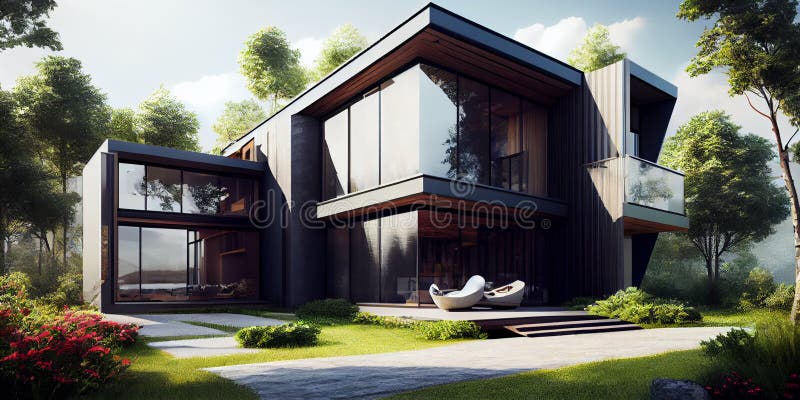Modern house concept stock illustration. Illustration of project ...