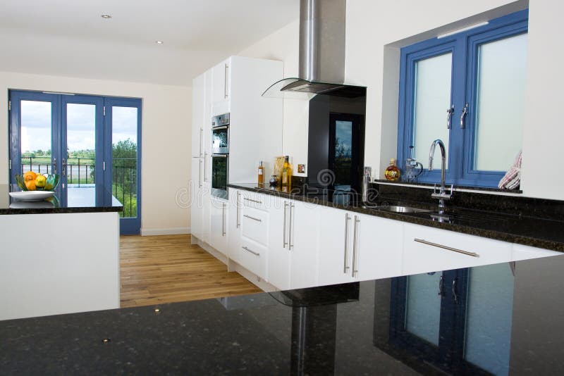 Beautiful modern kitchen stock photo. Image of open, chic - 10093374