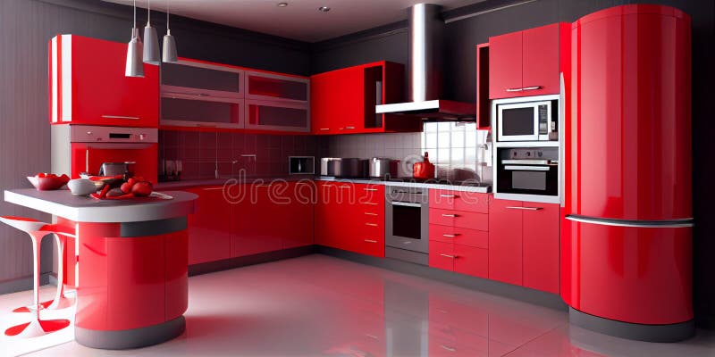 Beautiful Modern Kitchen Design Stock Illustration - Illustration of ...