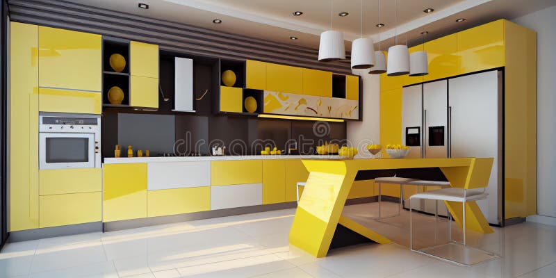 Beautiful Modern Kitchen Design Stock Illustration - Illustration of ...