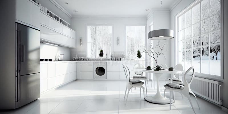 Beautiful Modern Kitchen Design Stock Illustration - Illustration of ...