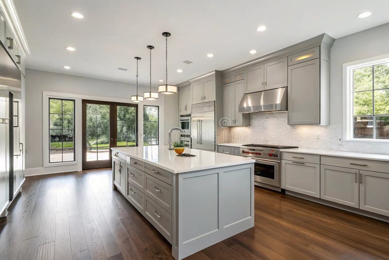 A Beautiful Modern Kitchen Interior Stock Image - Image of indoors ...